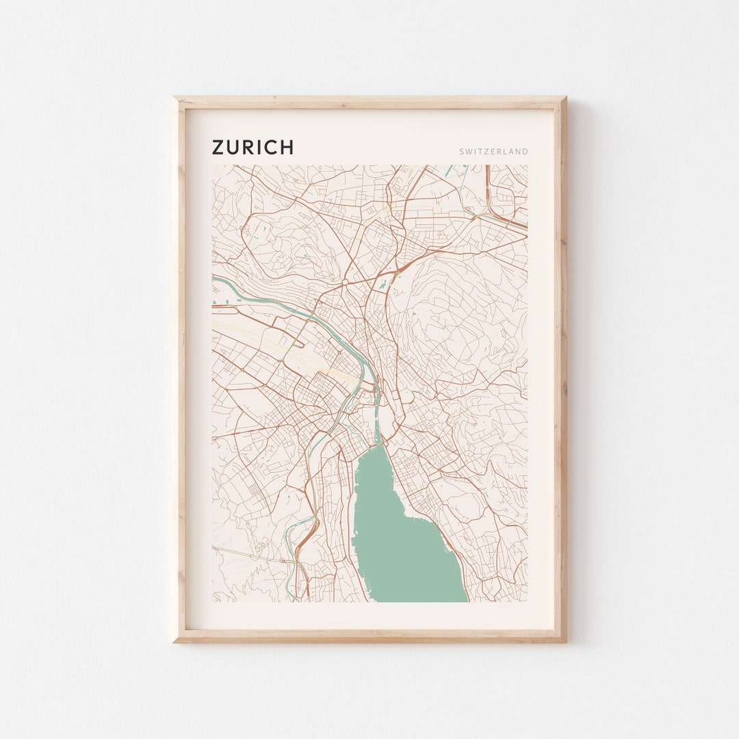 Zurich Map Poster, Zurich Wall Art, Zurich City Map, Zurich Poster ...