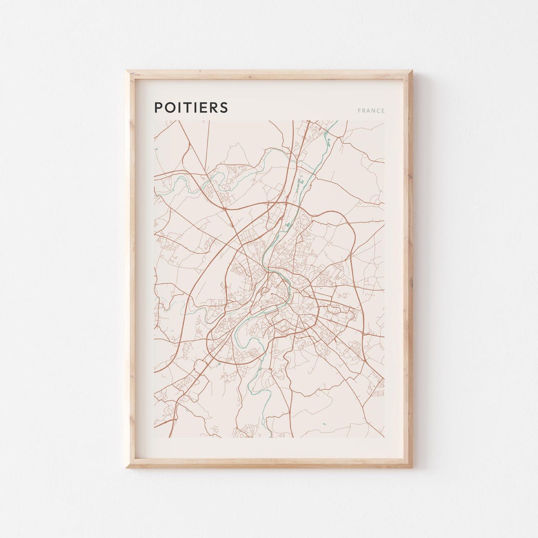 Poitiers Map Poster, Poitiers Print, Poitiers Poster, Poitiers Wall Art ...