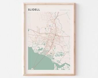 Slidell Map Print, Slidell Map Poster Wall Art, La City Map, Louisiana ...
