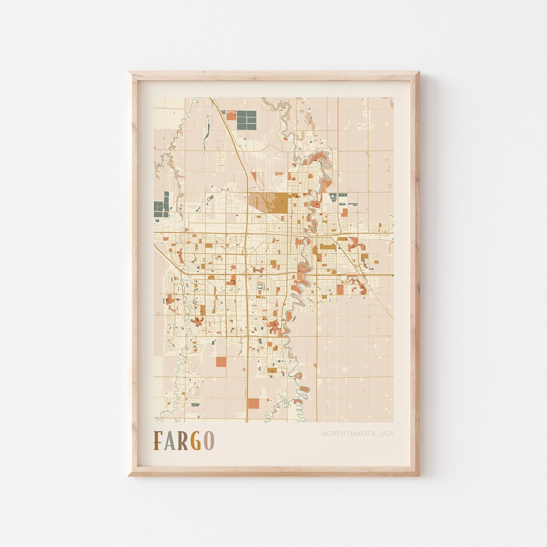 Fargo Map Poster, Fargo Print, Fargo Poster, Fargo Wall Art, North ...