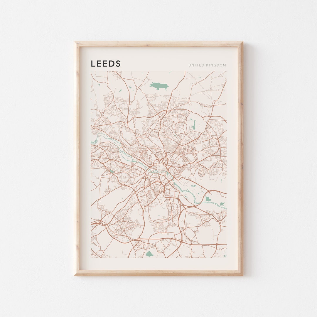 Leeds Map Poster, Leeds Poster, Leeds Wall Art, Leeds Print, Leeds Map ...
