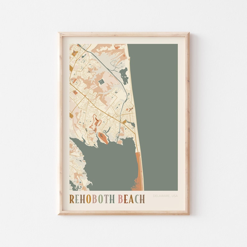 Rehoboth Beach Map Poster, Rehoboth Beach Print, Rehoboth Beach Poster ...