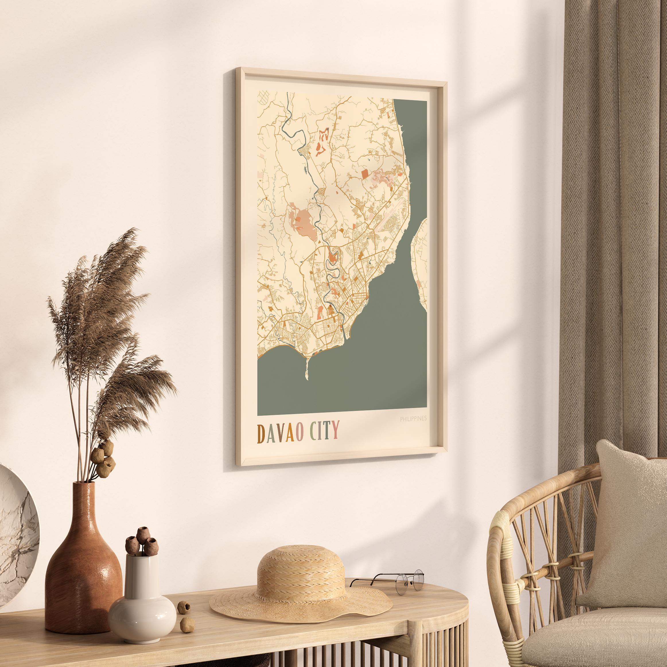 Davao City Map Poster, Davao City Print, Davao City Poster, Davao City ...