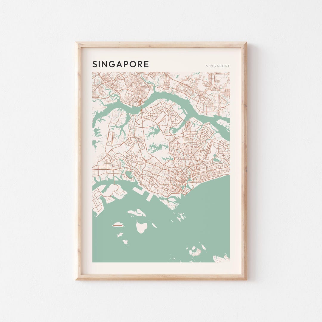 Singapore Map Poster, Singapore Wall Art, Singapore City Map, Singapore ...