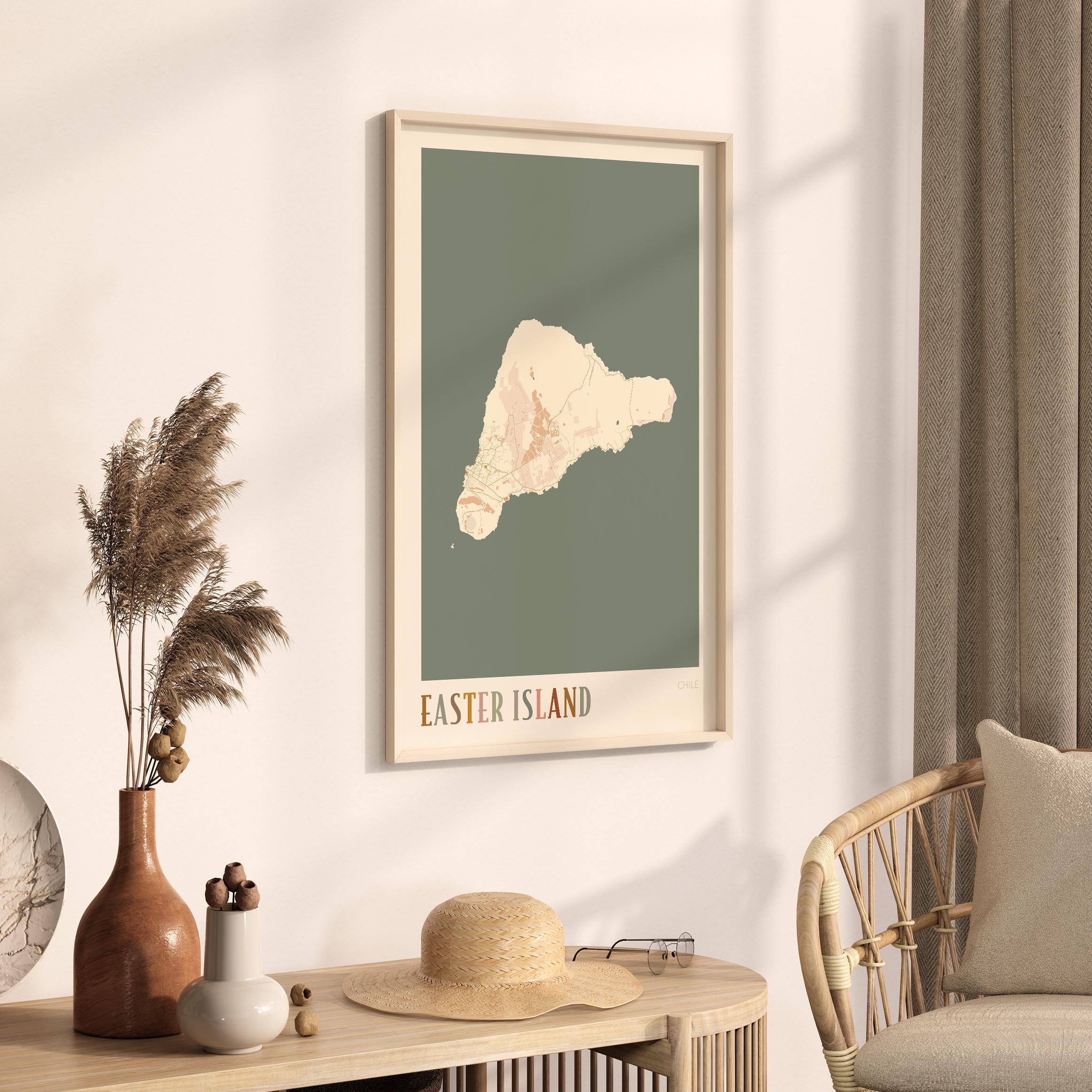 Easter Island Map Poster, Easter Island Print, Easter Island Poster ...