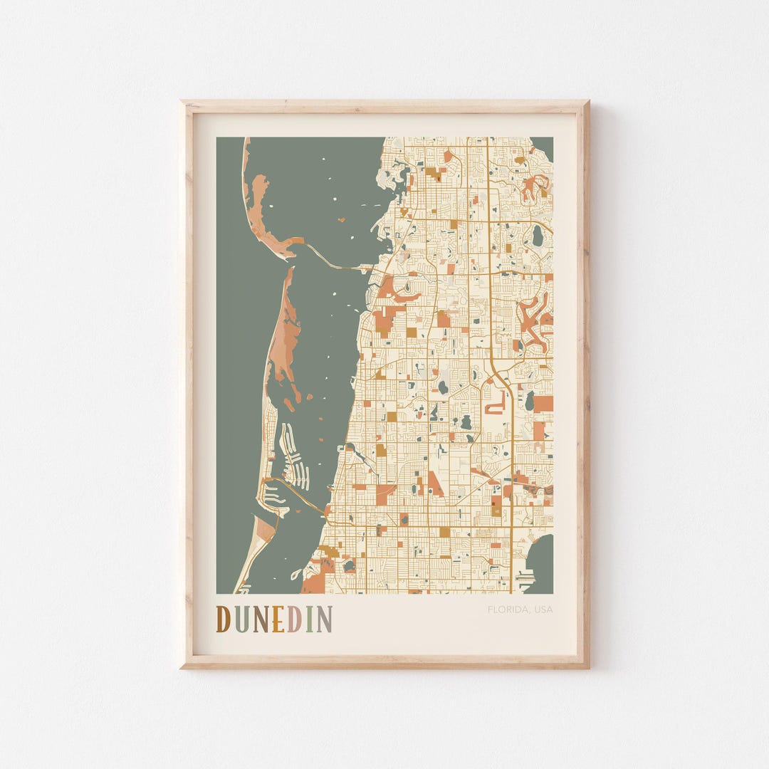 Dunedin Florida Map Poster, Dunedin Print, Dunedin Poster, Dunedin Wall ...