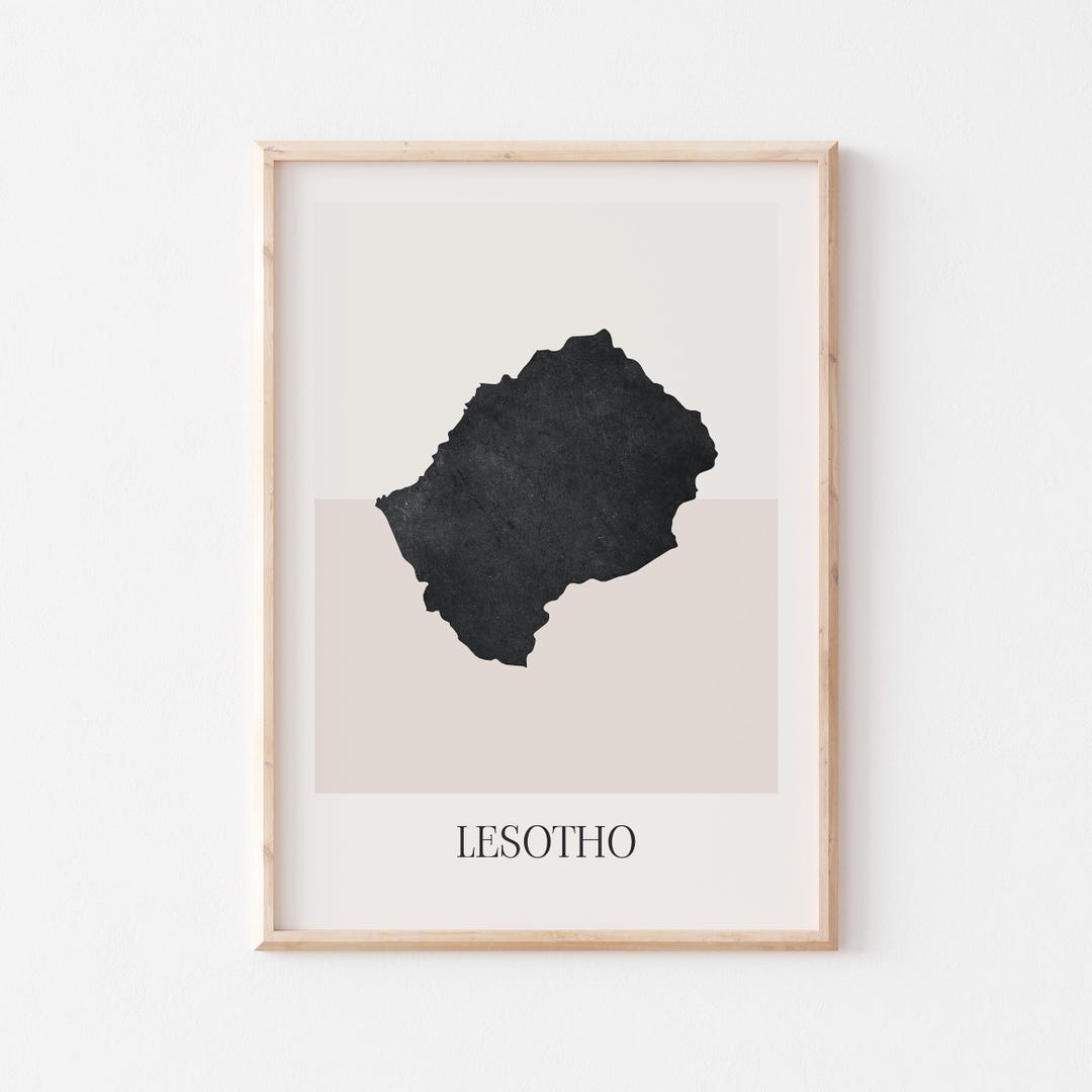Lesotho Map Poster, Lesotho Print, Lesotho Map Print Minimalist Boho ...