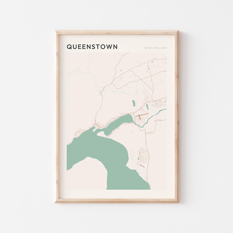 Queenstown Map Poster, Queenstown Wall Art, Queenstown Map, Queenstown ...