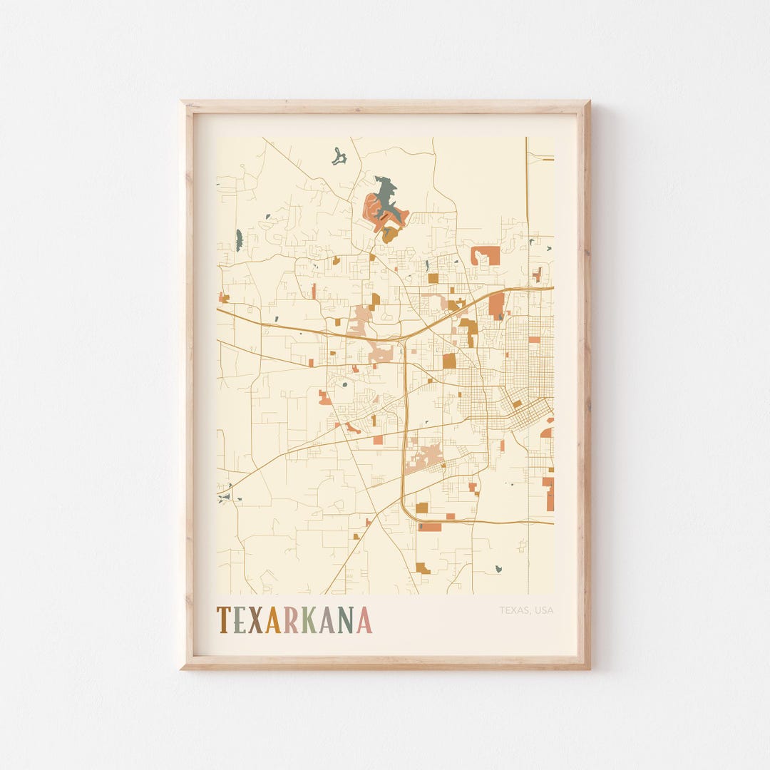 Texarkana Map Poster, Texarkana Print, Texarkana Poster, Texarkana Wall ...