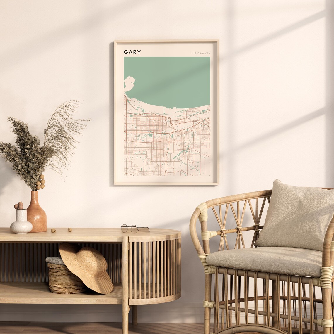 Gary Map Poster, Gary Print, Gary Poster, Gary Wall Art, Indiana ...