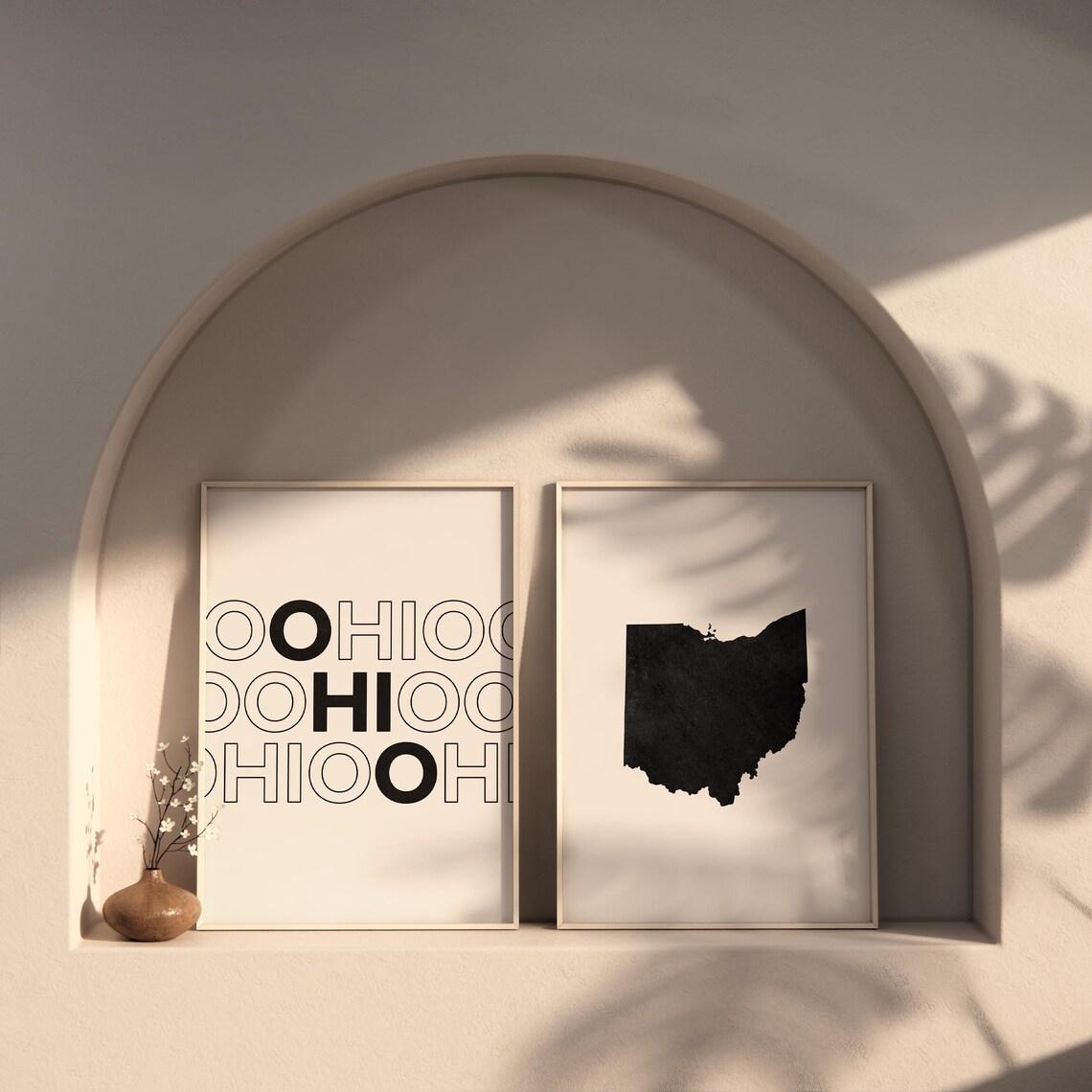 Ohio Set of 2 Prints, Ohio Print, Ohio Map Poster, Ohio Map Print ...
