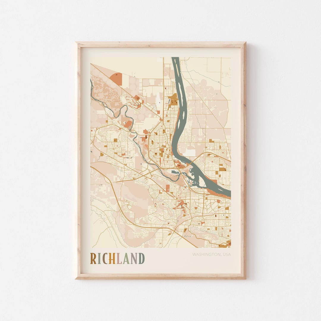Richland Map Poster, Richland Print, Richland Poster, Richland Wall Art ...