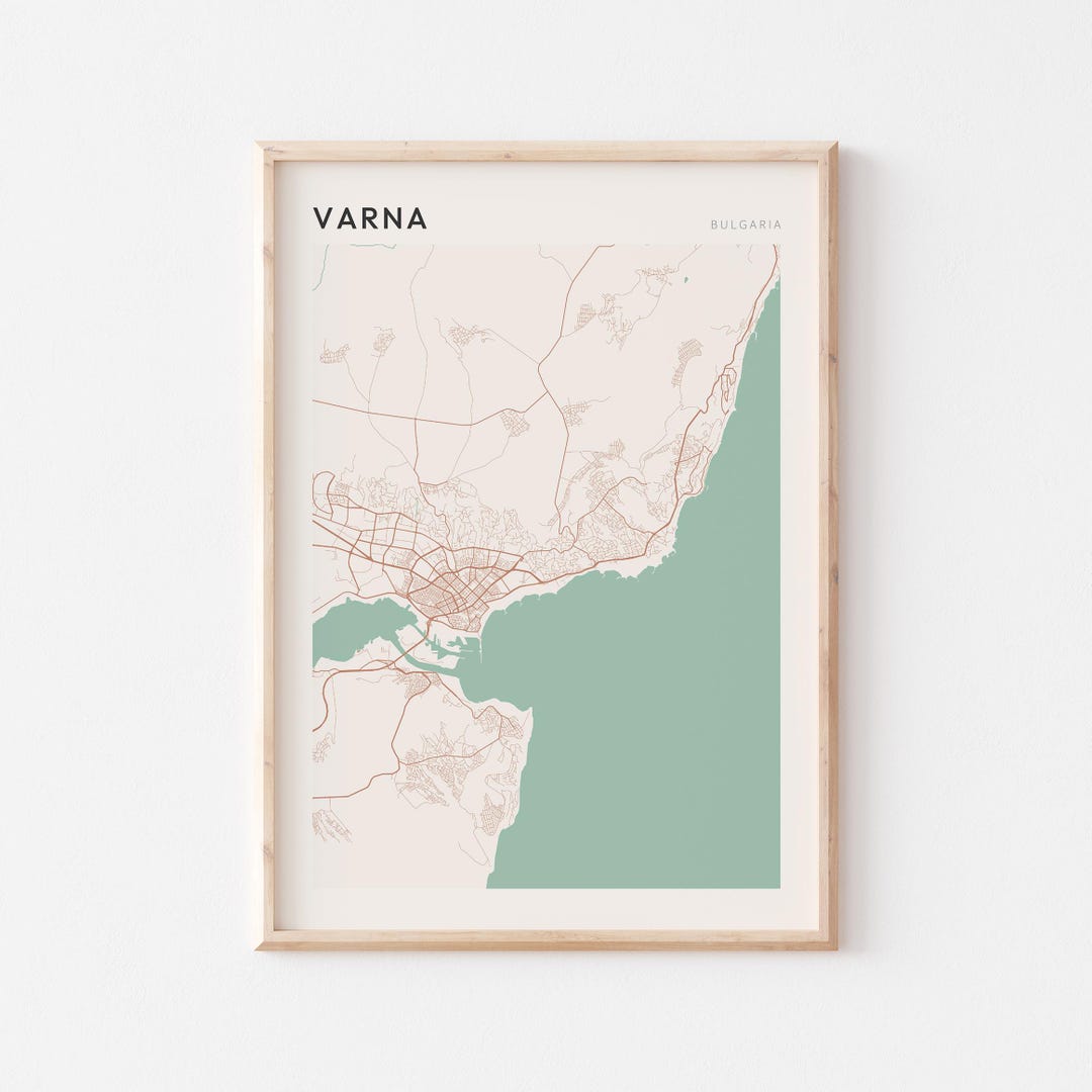 Varna Map Poster, Varna Print, Varna Poster, Varna Wall Art, Bulgaria ...