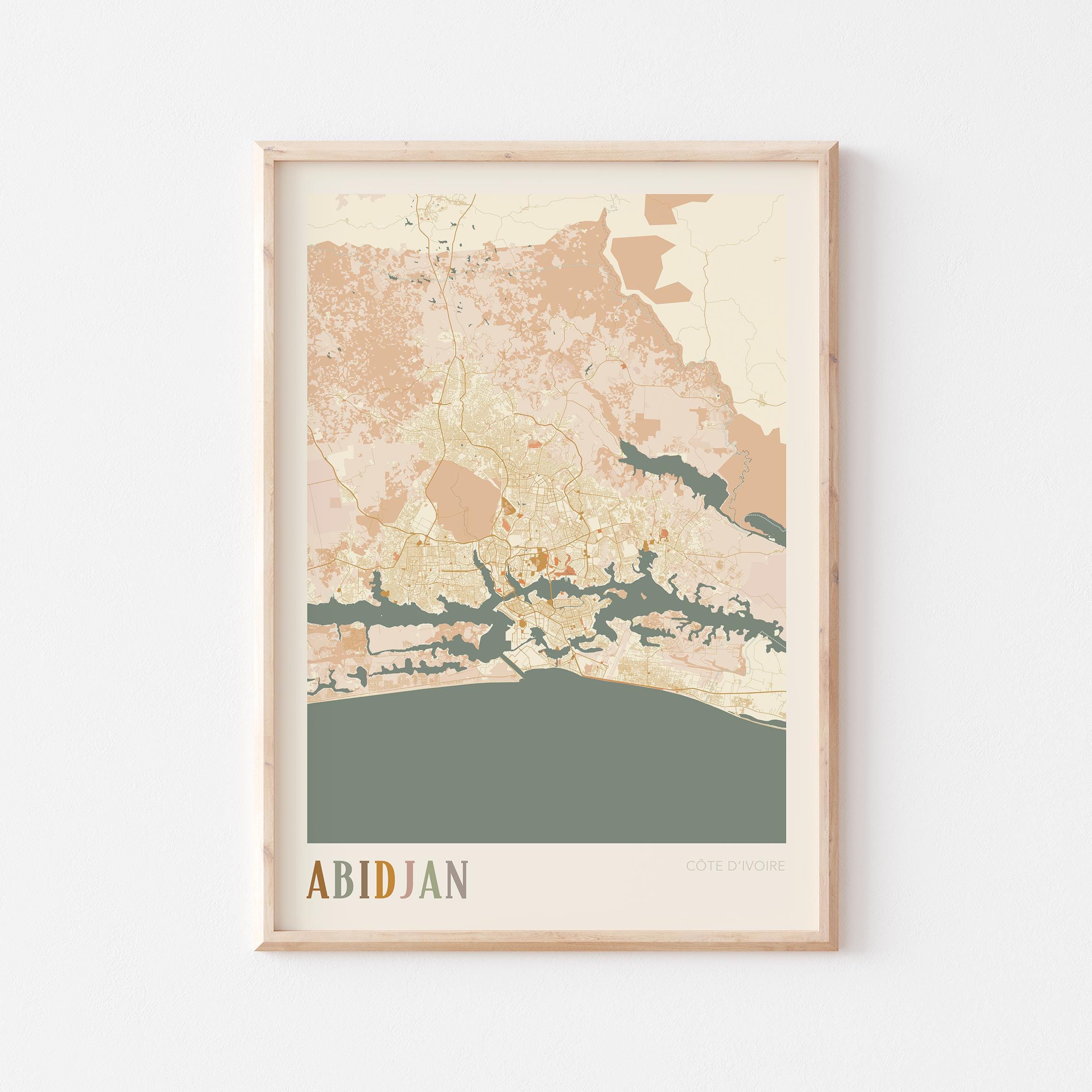 Abidjan Map Poster, Abidjan Print, Abidjan Poster, Abidjan Wall Art ...