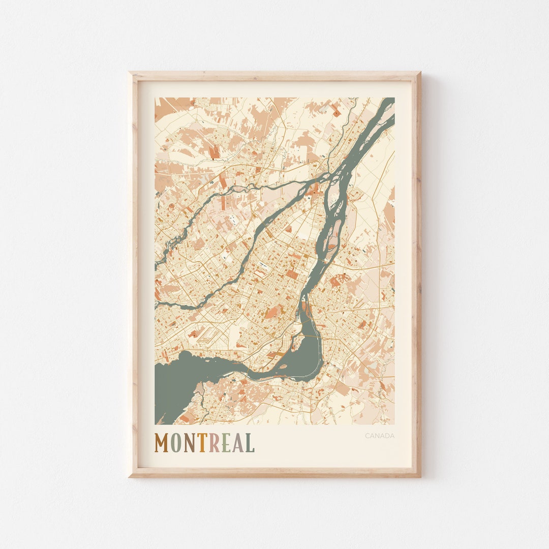 Montreal Map Poster, Montreal Wall Art, Montreal City Map, Map of ...