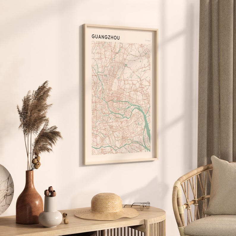 Guangzhou Map Poster, Guangzhou Print, Guangzhou Poster, Guangzhou Wall ...