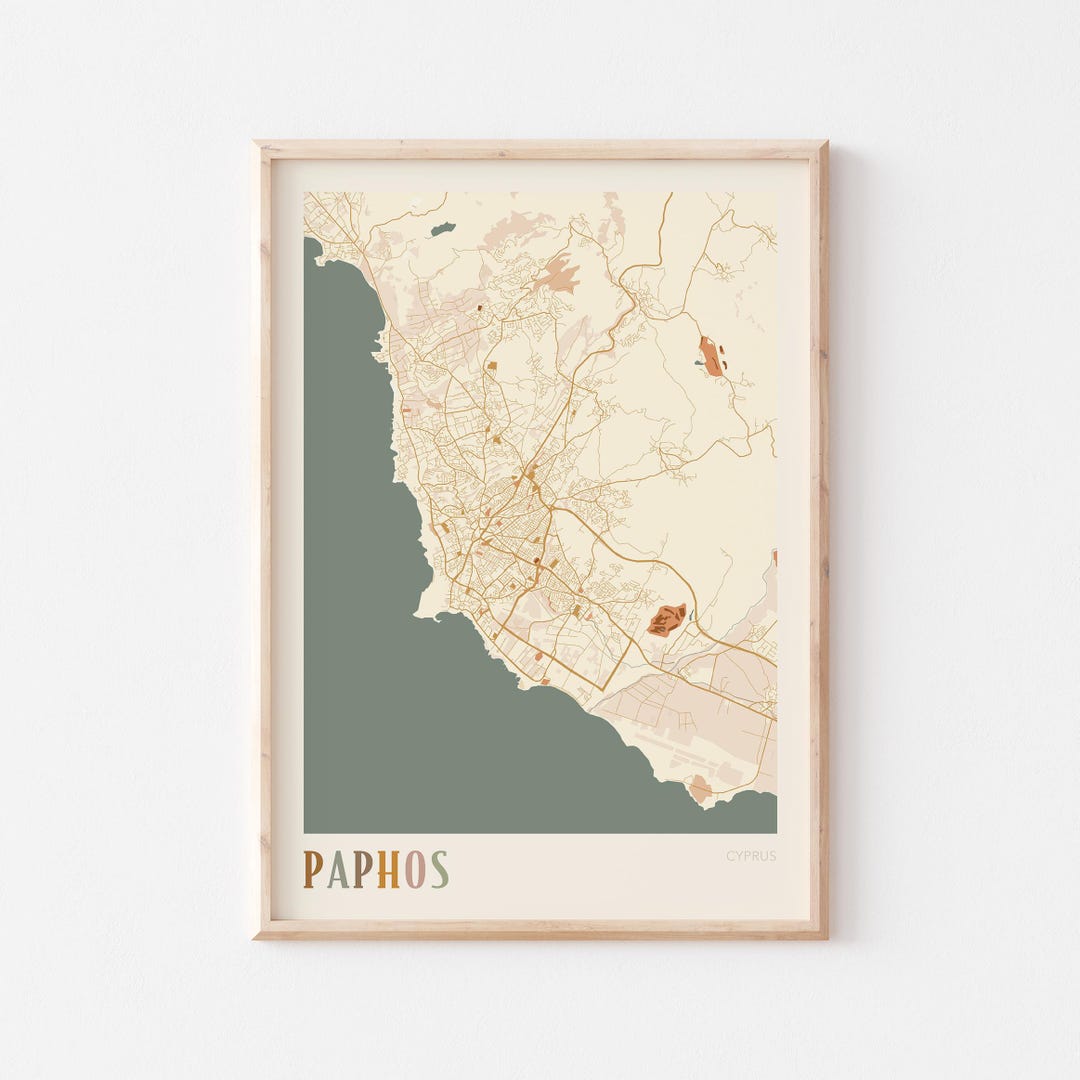 Paphos Map Poster, Paphos Print, Paphos Poster, Paphos Wall Art, Cyprus ...