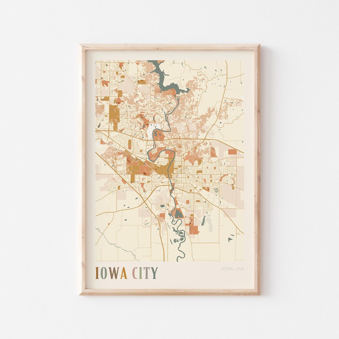 Iowa City Map Poster, Iowa City Print, Iowa City Poster, Iowa City Wall ...