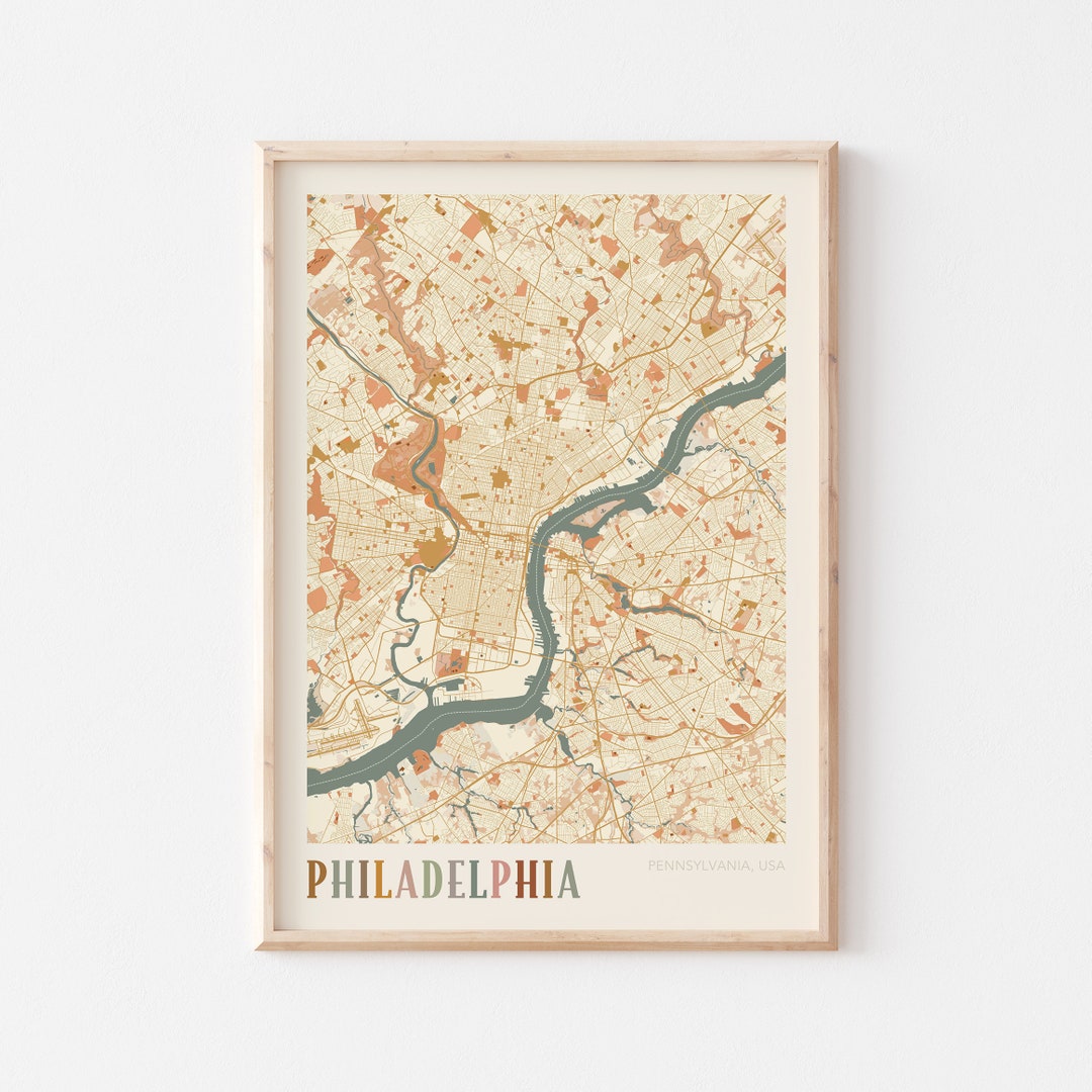 Philadelphia Map Poster, Philadelphia Wall Art, Philadelphia City Map ...