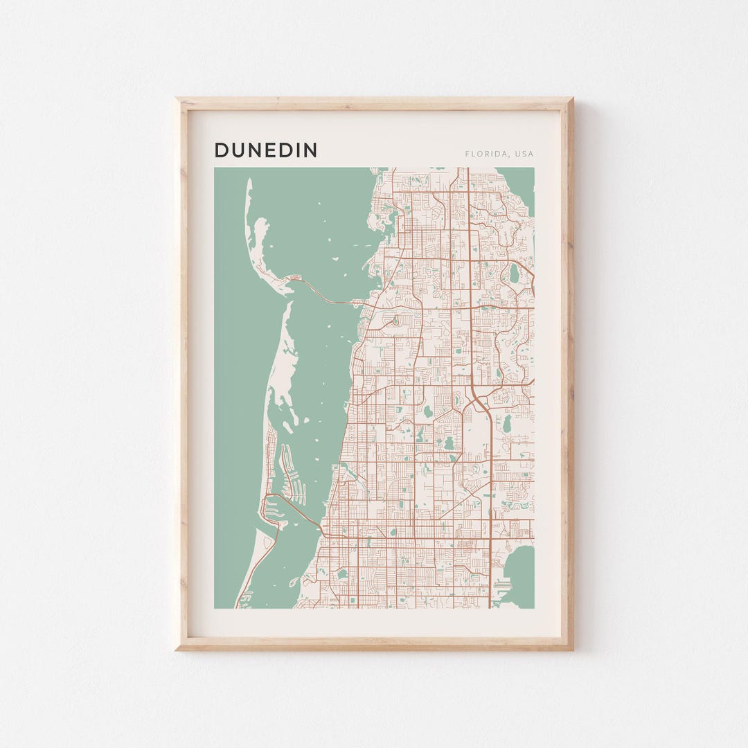 Dunedin Florida Map Poster, Dunedin Print, Dunedin Poster, Dunedin Wall ...