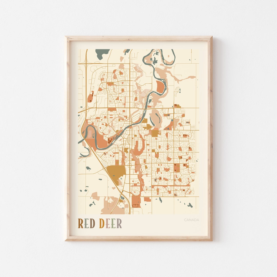 Red Deer Map Poster, Red Deer Wall Art, Red Deer Poster, Red Deer ...