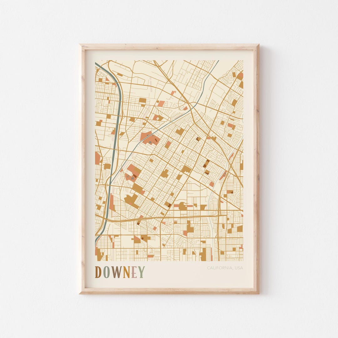 Downey Map Poster, Downey Print, Downey Poster, Downey Wall Art ...