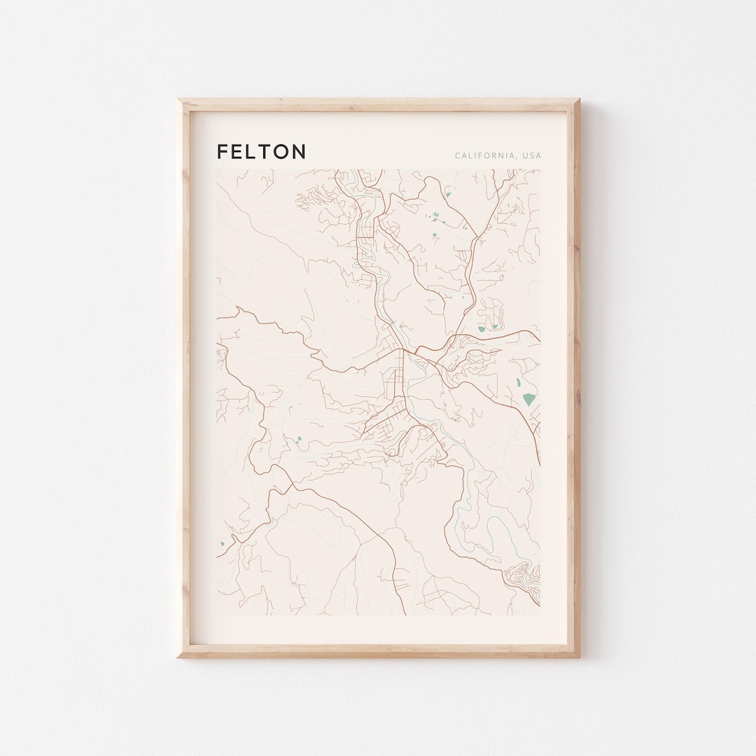 Felton Map Poster, Felton Print, Felton Poster, Felton Wall Art ...