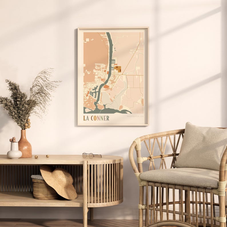 La Conner Map Poster, La Conner Print, La Conner Poster, La Conner Wall ...