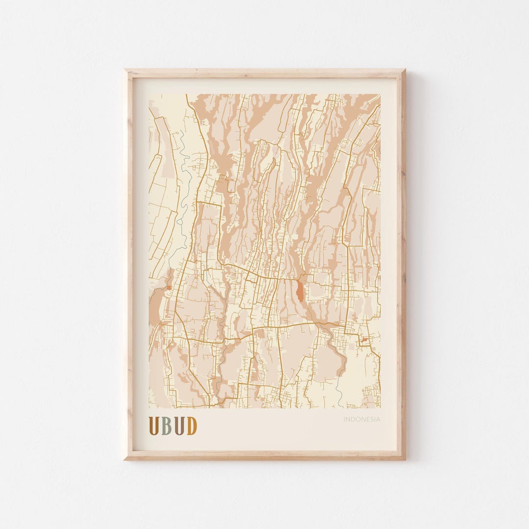 Ubud Map Poster, Ubud Print, Ubud Poster, Ubud Wall Art, Indonesia ...