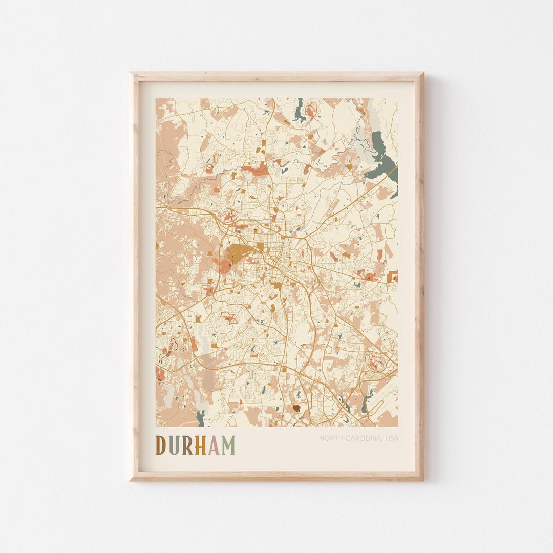 Durham Map Poster, Durham Print, Durham Poster, Durham Wall Art, North ...