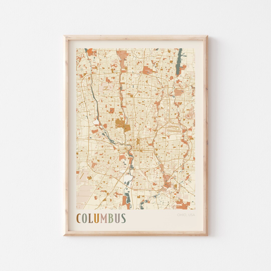 Columbus Map Poster, Columbus Wall Art, Columbus City Map, Columbus ...