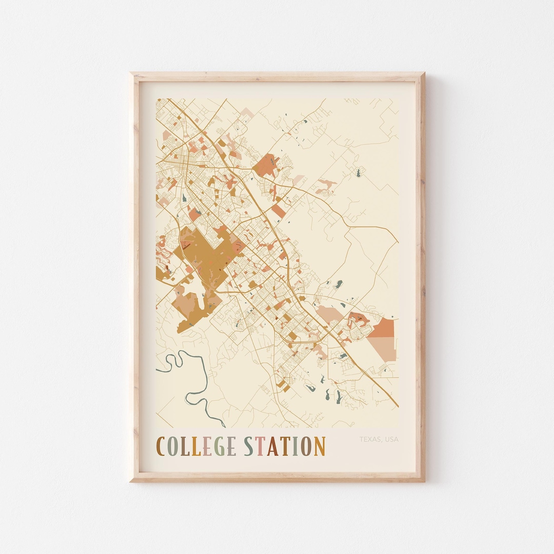 College Station Map Poster, College Station Print, College Station ...
