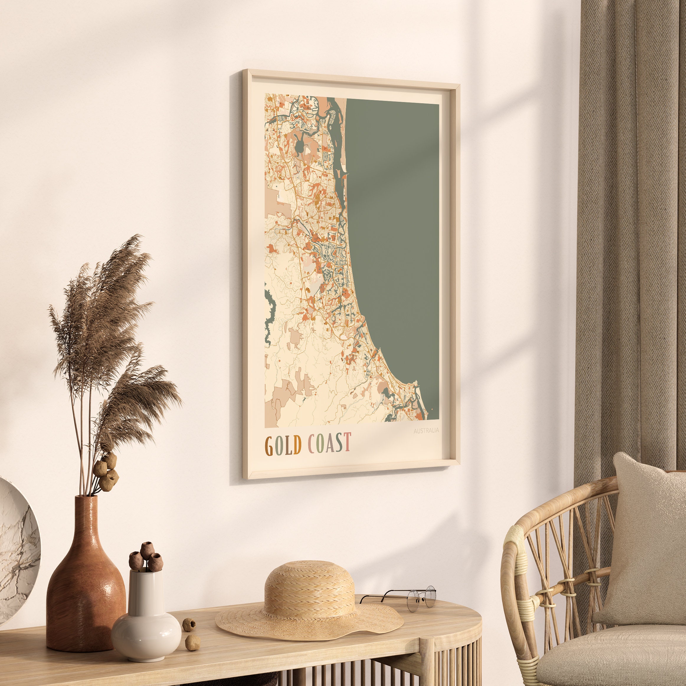 Gold Coast Map Poster, Gold Coast Wall Art, Gold Coast Map, Gold Coast ...