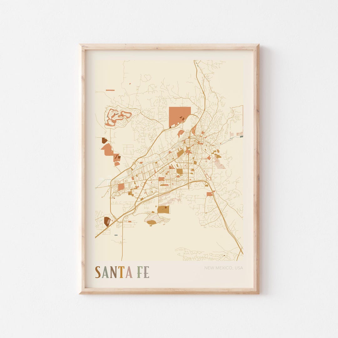Santa Fe Map Poster, Santa Fe Print, Santa Fe Poster, Santa Fe Wall Art ...