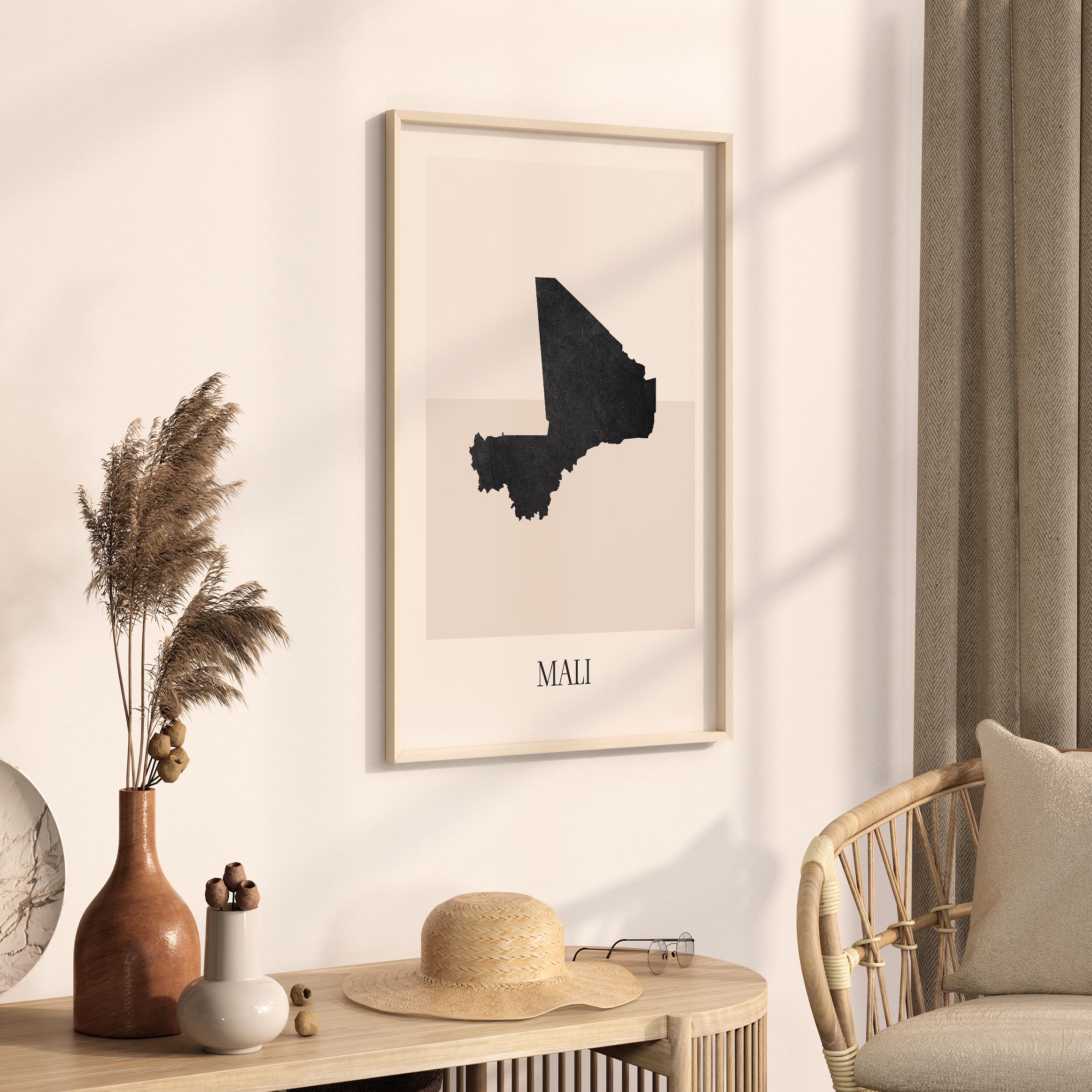 Mali Map Poster, Mali Print, Mali Map Print Minimalist Boho Wall Art ...