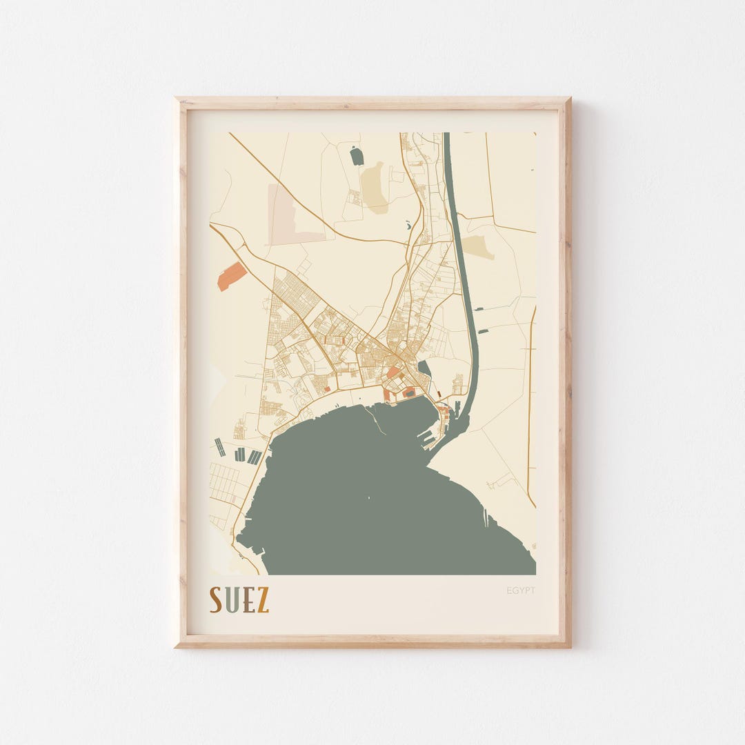 Suez Map Poster, Suez Print, Suez Poster, Suez Wall Art, Egypt, Travel ...