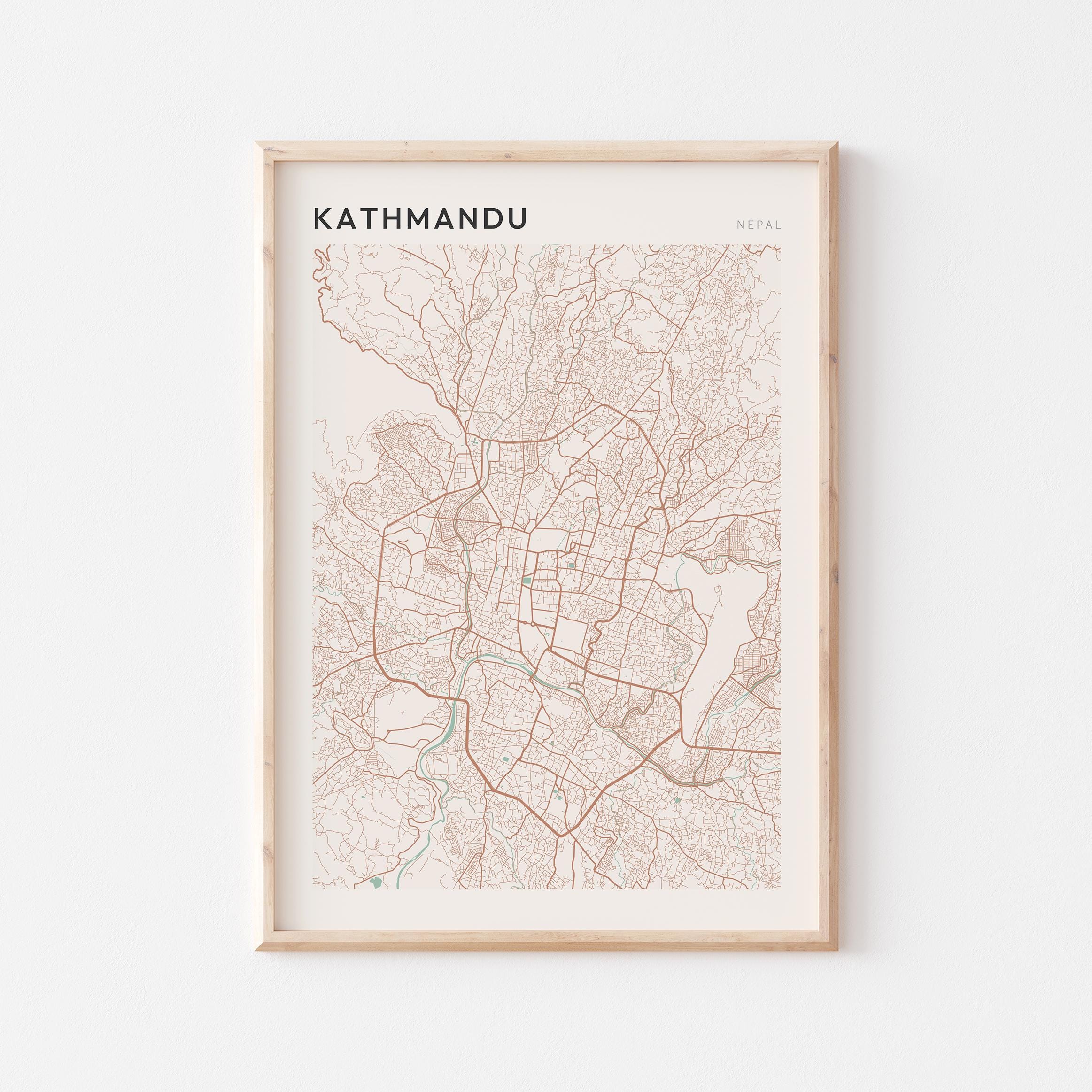 Kathmandu Map Poster, Kathmandu Print, Kathmandu Poster, Kathmandu Wall ...