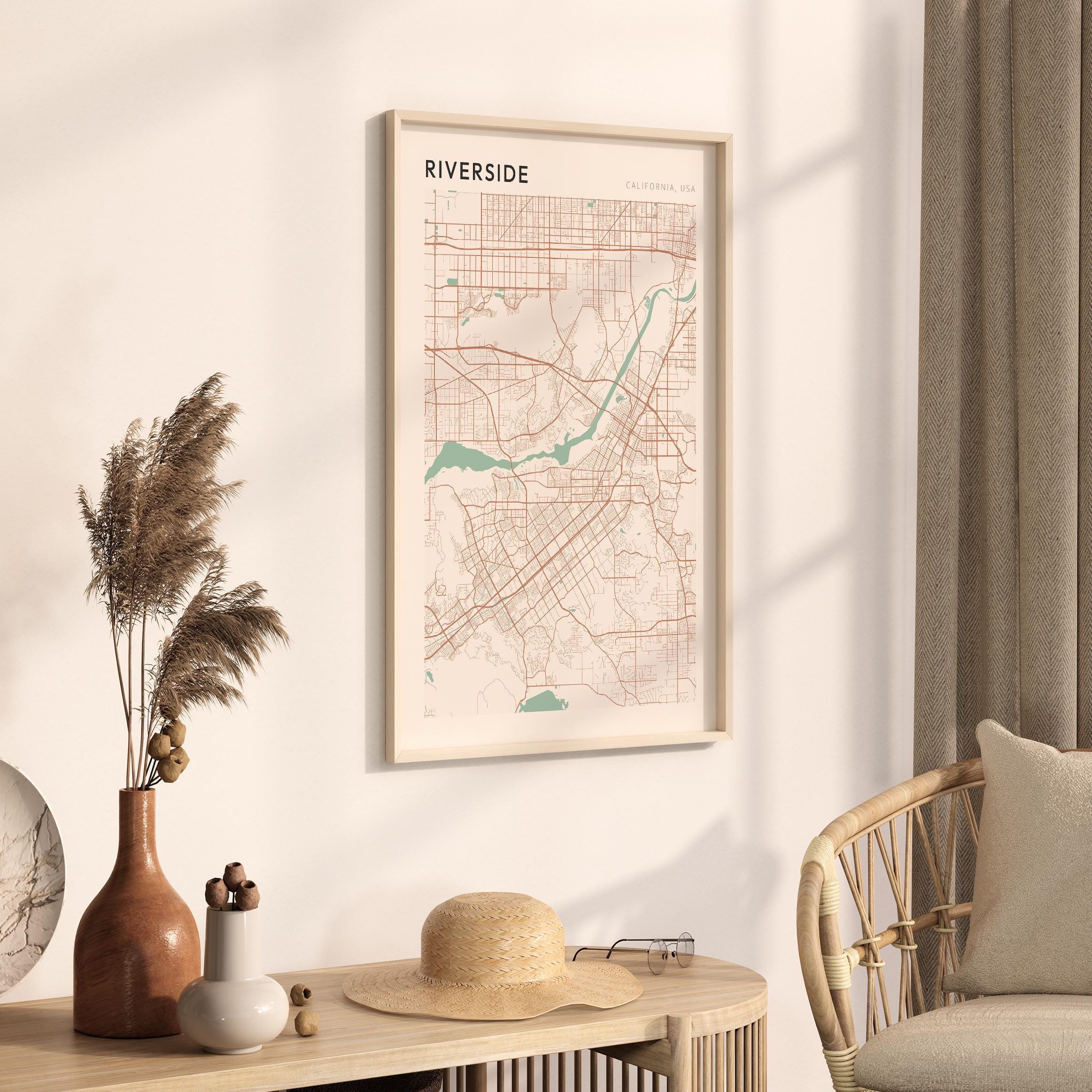 Riverside Map Poster, Riverside Print, Riverside Poster, Riverside Wall ...