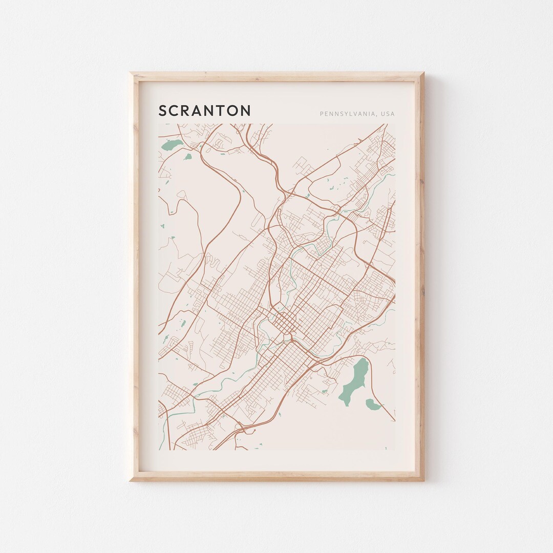 Scranton Map Poster, Scranton Print, Scranton Poster, Scranton Wall Art ...