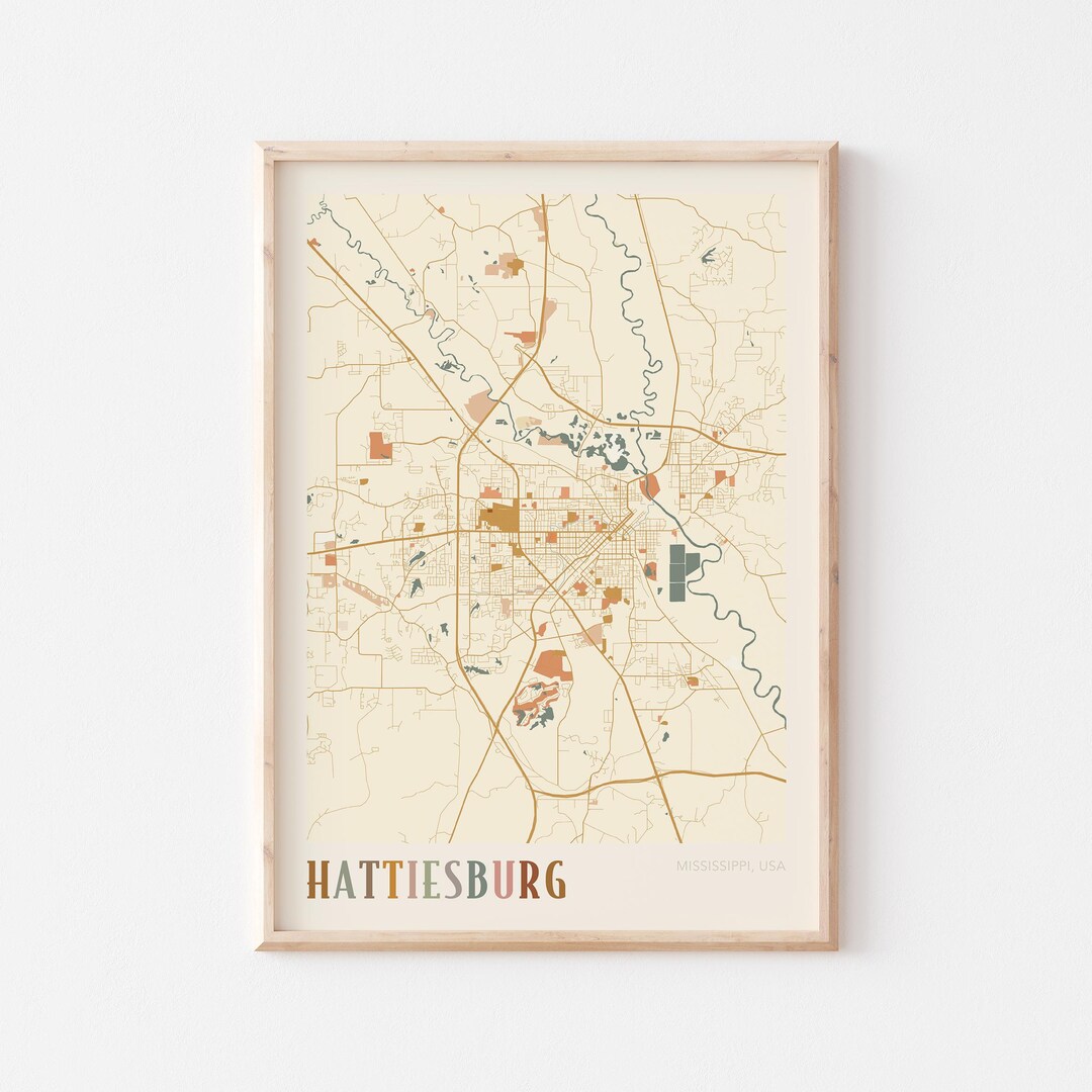 Hattiesburg Map Poster, Hattiesburg Print, Hattiesburg Poster ...
