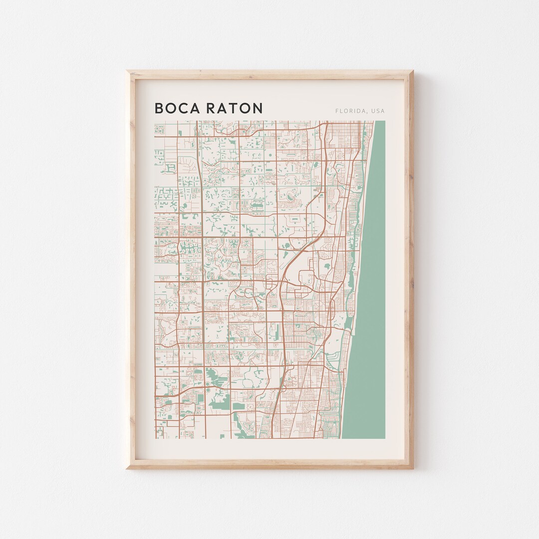 Boca Raton Map Poster, Boca Raton Print, Boca Raton Poster, Boca Raton ...