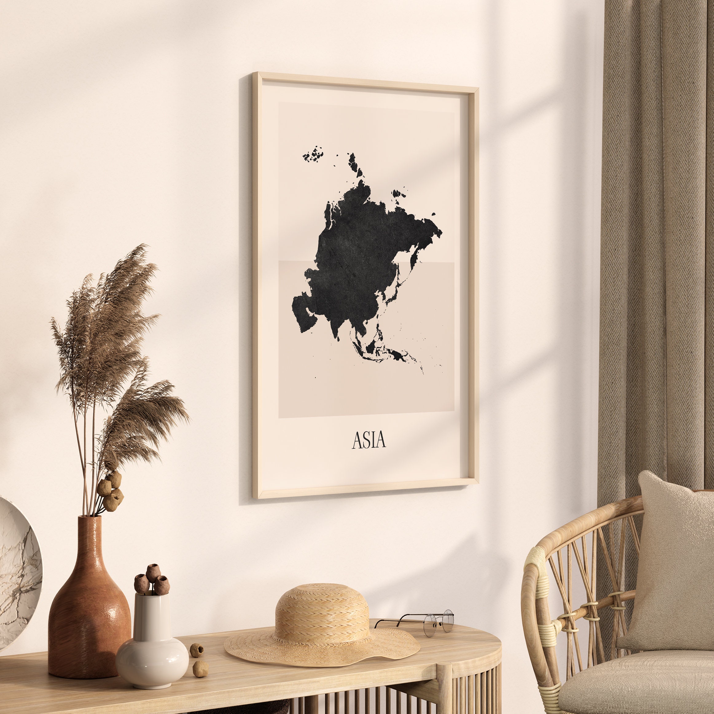 Asia Map Poster, Asia Print, Asia Map Print Minimalist Boho Wall Art ...