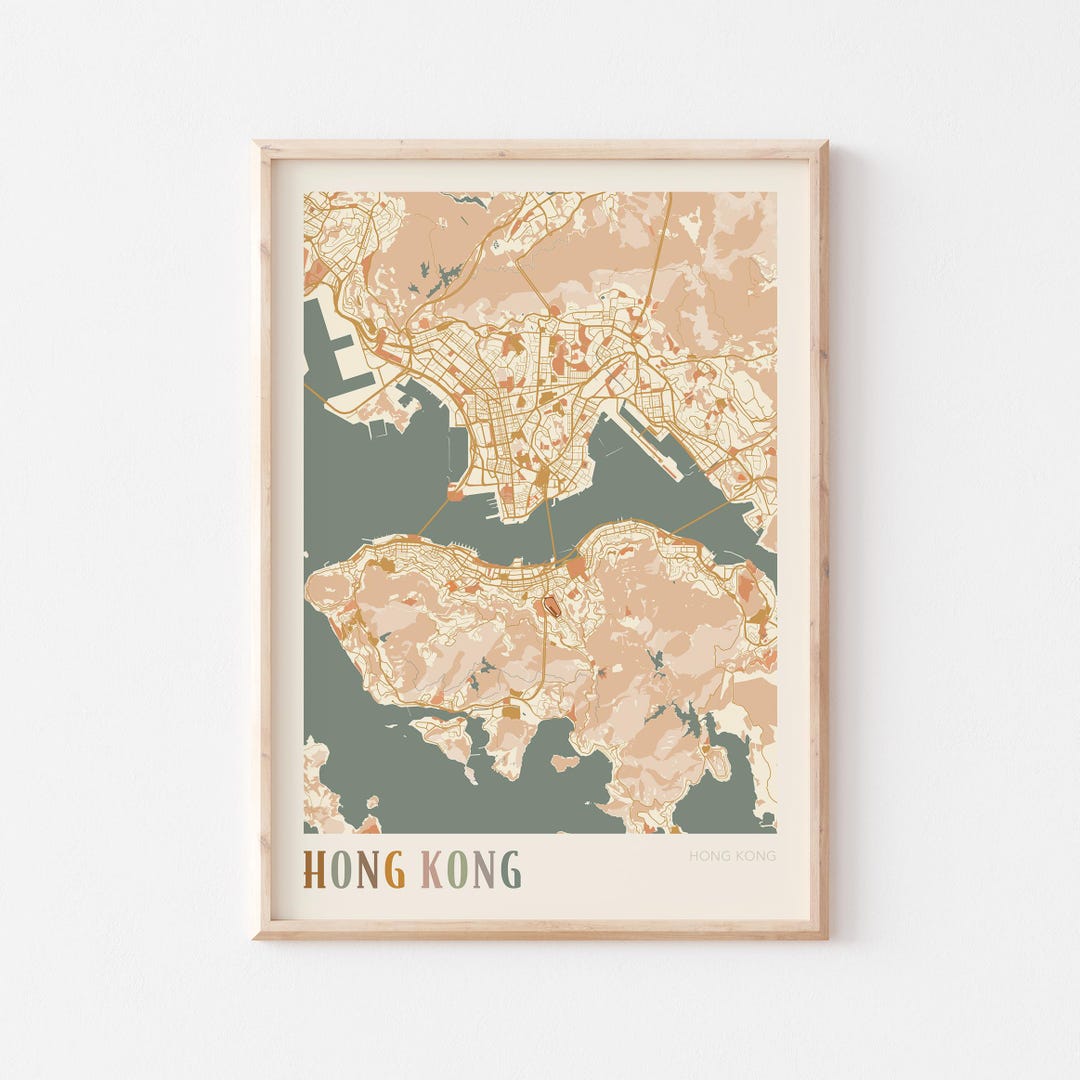 Hong Kong Map Poster, Hong Kong Print, Hong Kong Poster, Hong Kong Wall ...