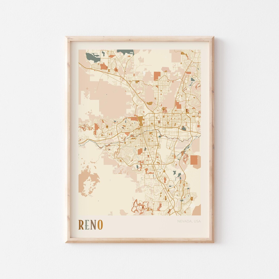 Reno Map Poster, Reno Print, Reno Poster, Reno Wall Art, Nevada, Travel ...