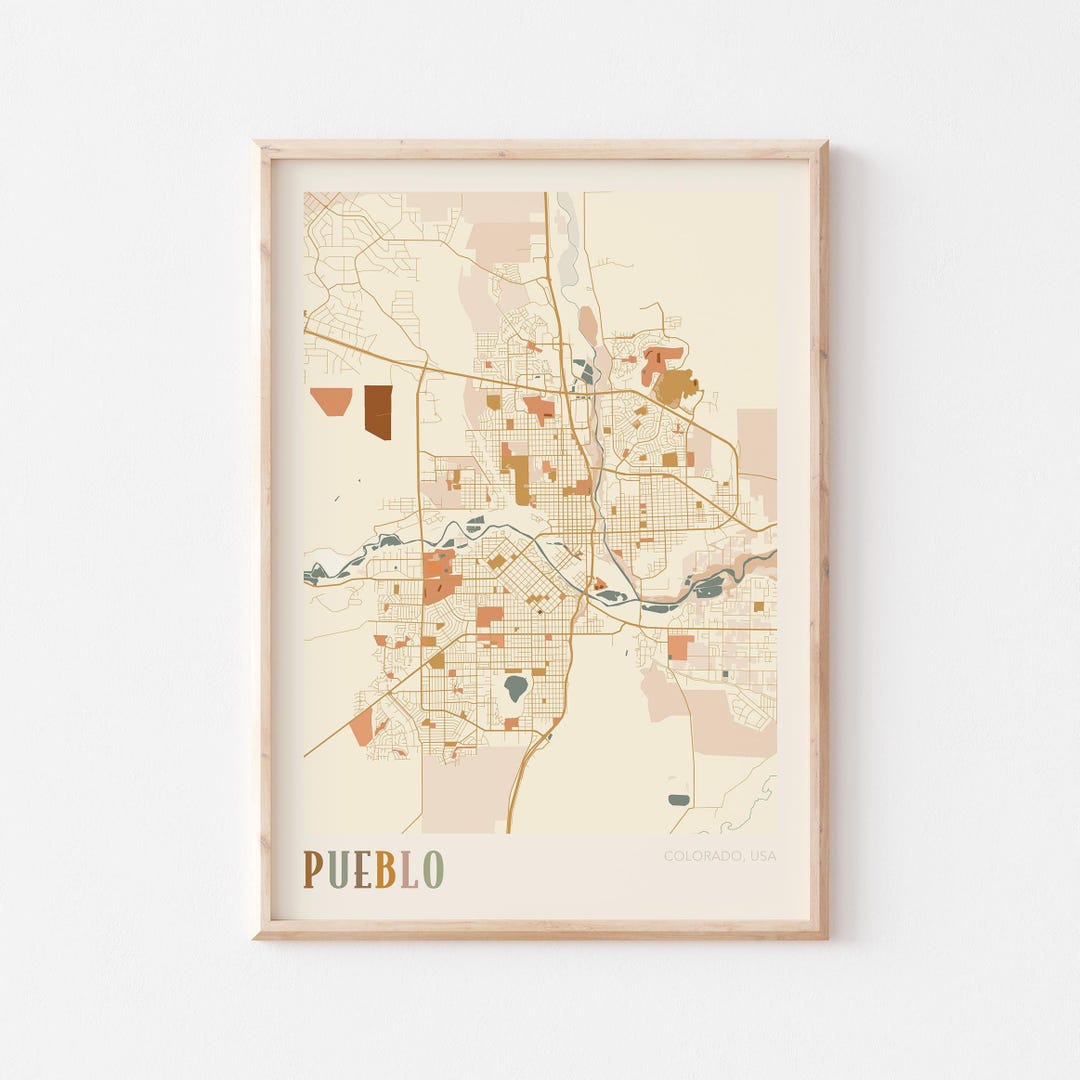 Pueblo Map Poster, Pueblo Print, Pueblo Poster, Pueblo Wall Art ...