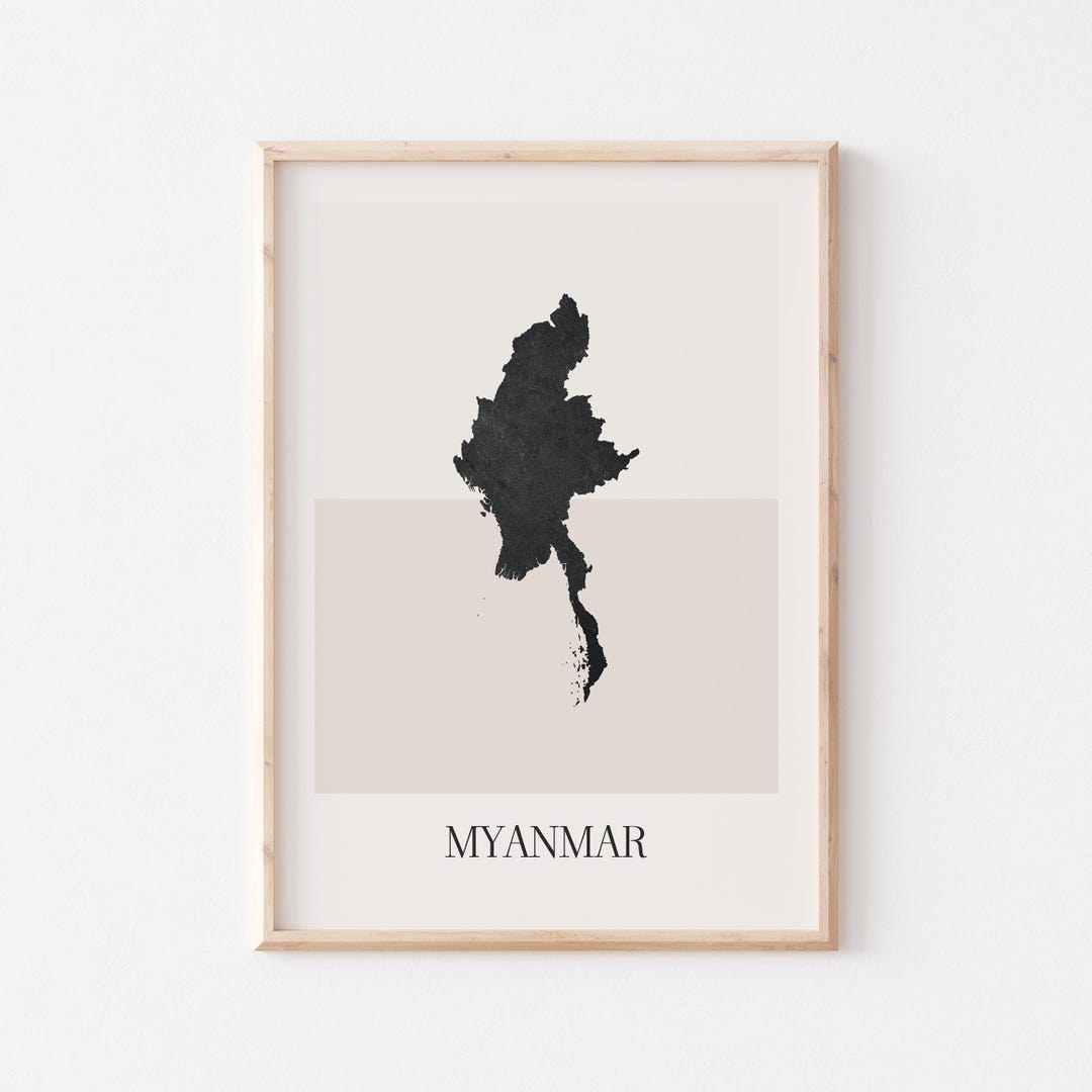 Myanmar Map Poster, Myanmar Print, Myanmar Map Print Minimalist Boho ...