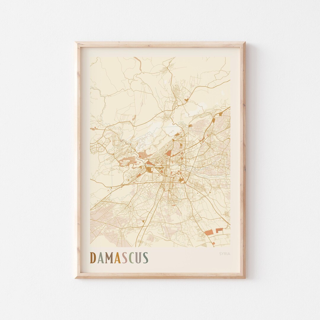 Damascus Map Poster, Damascus Print, Damascus Poster, Damascus Wall Art ...