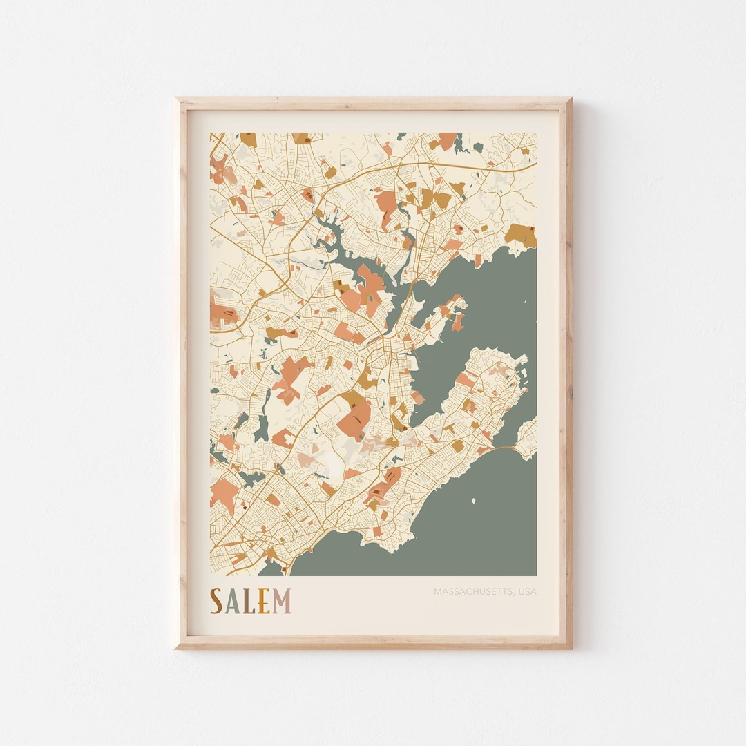 Salem Map Poster, Salem Print, Salem Poster, Salem Wall Art ...