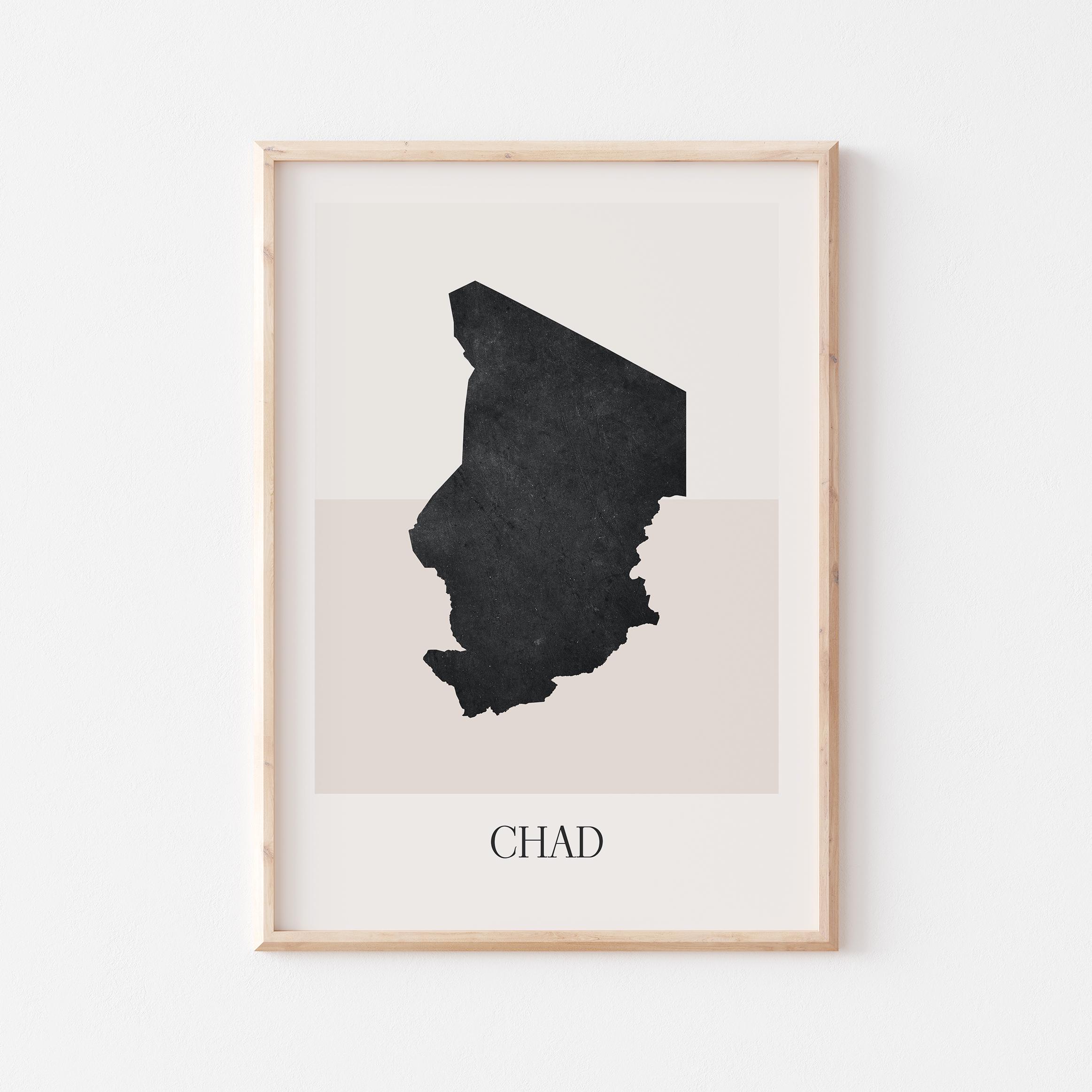 Chad Map Poster, Chad Print, Chad Map Print Minimalist Boho Wall Art ...