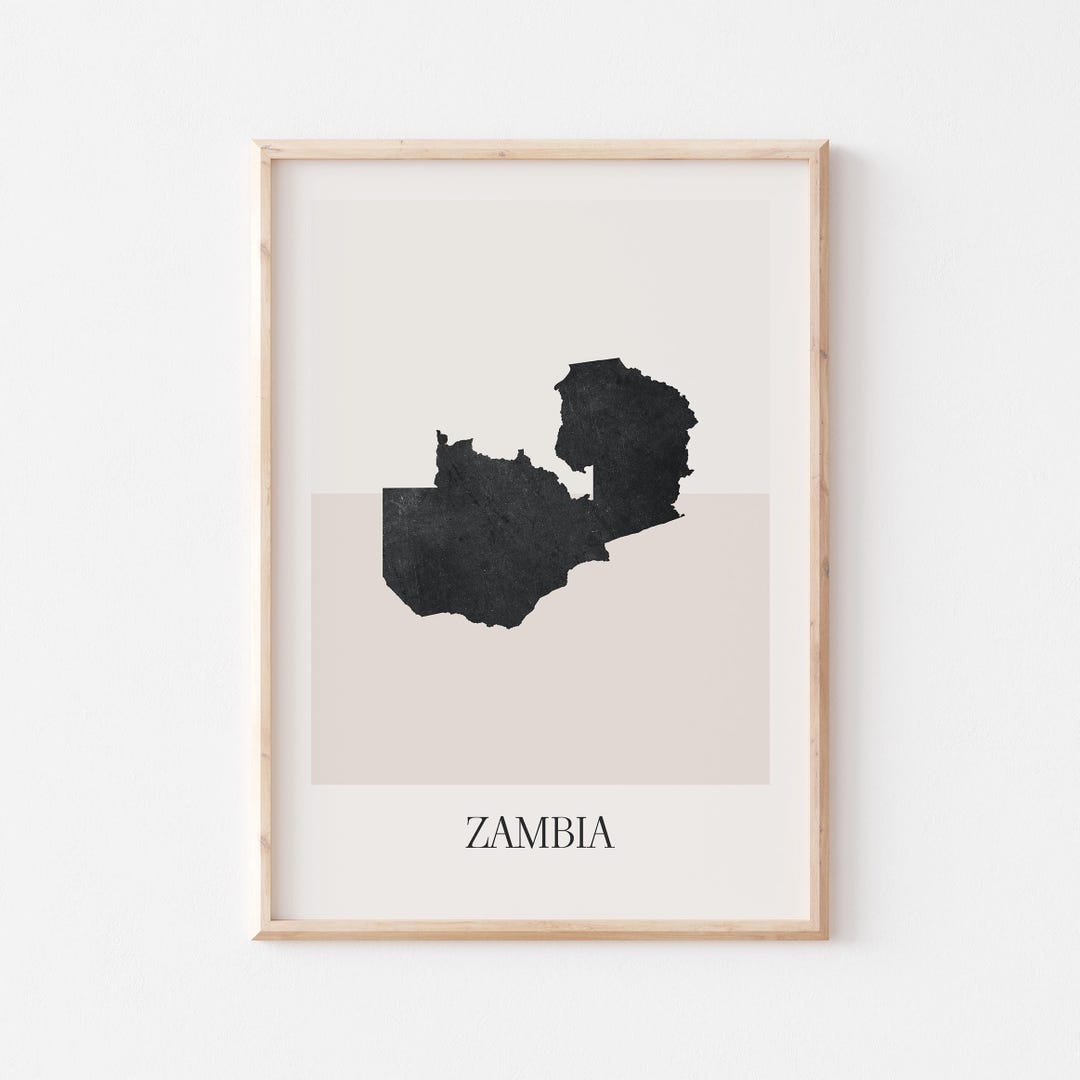 Zambia Map Poster, Zambia Print, Zambia Map Print Minimalist Boho Wall ...